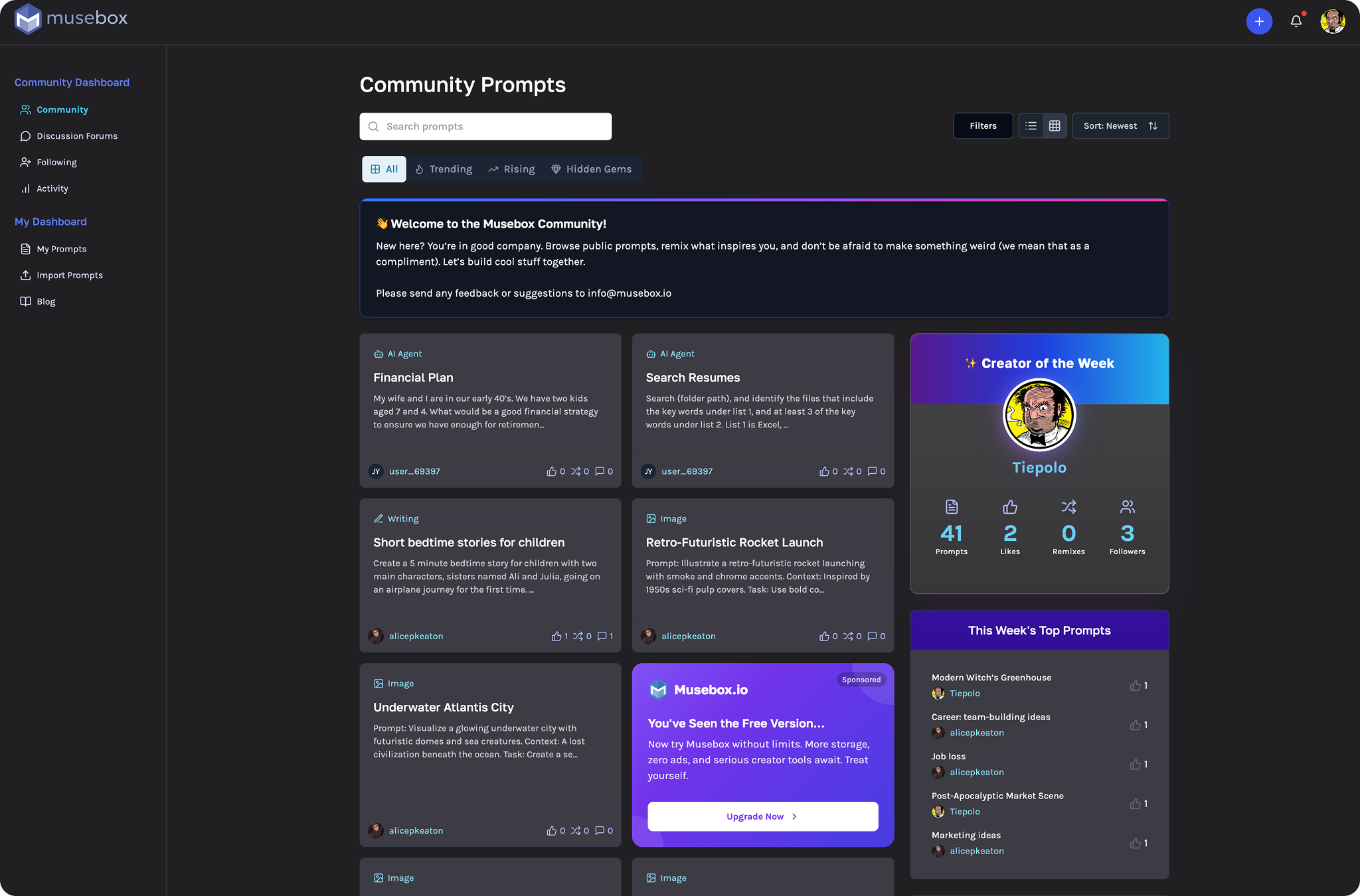 Musebox - Discover, Share & Optimize AI Prompts